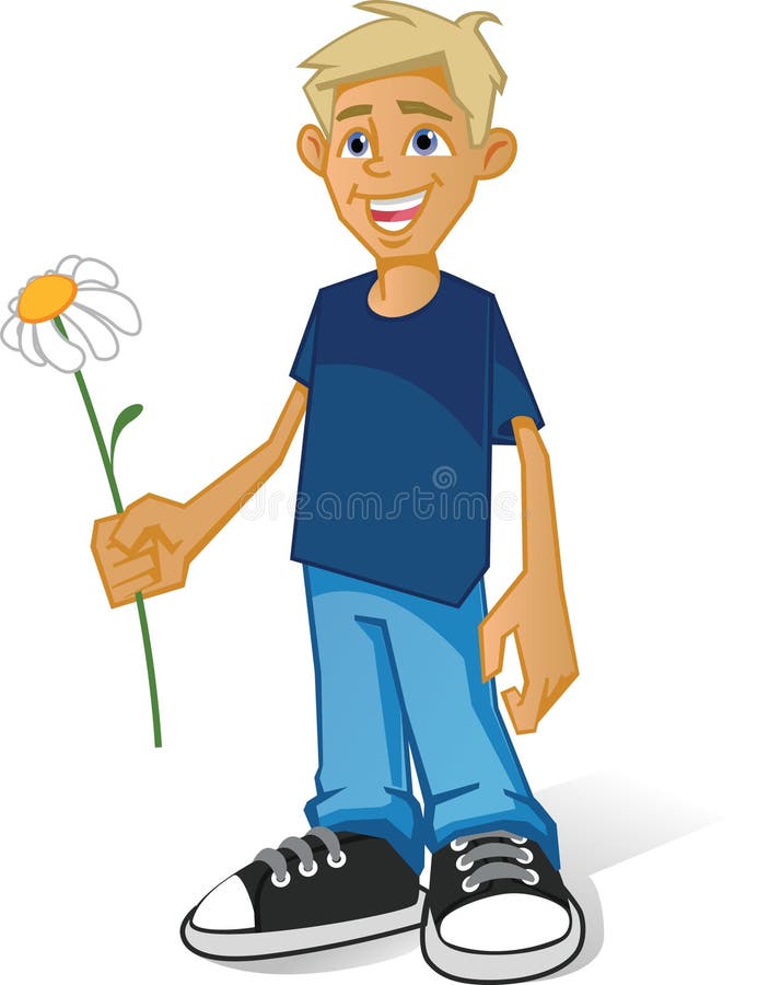 Boy with flower stock vector. Illustration of smile, yellow - 5862936