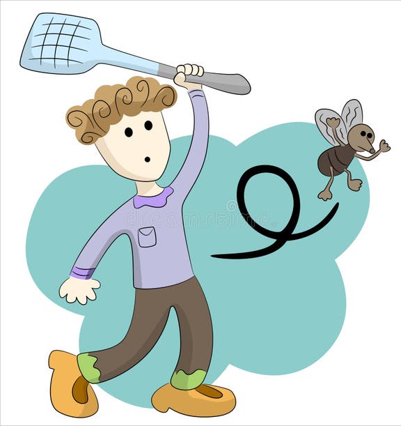 Boy and fly stock illustration. Illustration of exterminate - 23973481