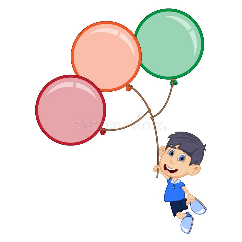 Boy Fly with Balloons Cartoon Stock Vector - Illustration of board ...