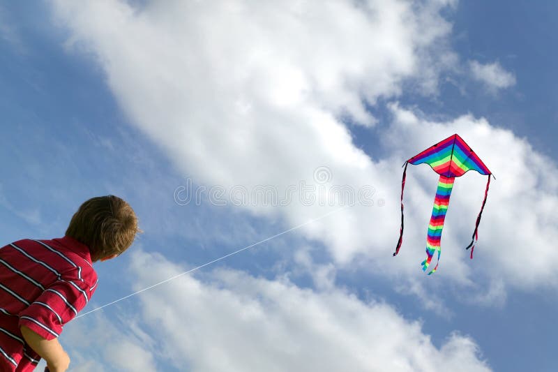 Boy flying a kite. stock photo. Image of cloud, youth - 3132074