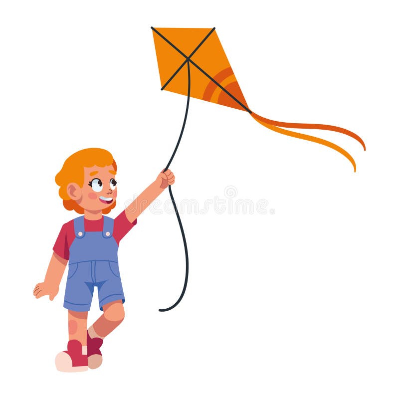 Boy flying kite stock vector. Illustration of kite, design - 330165383