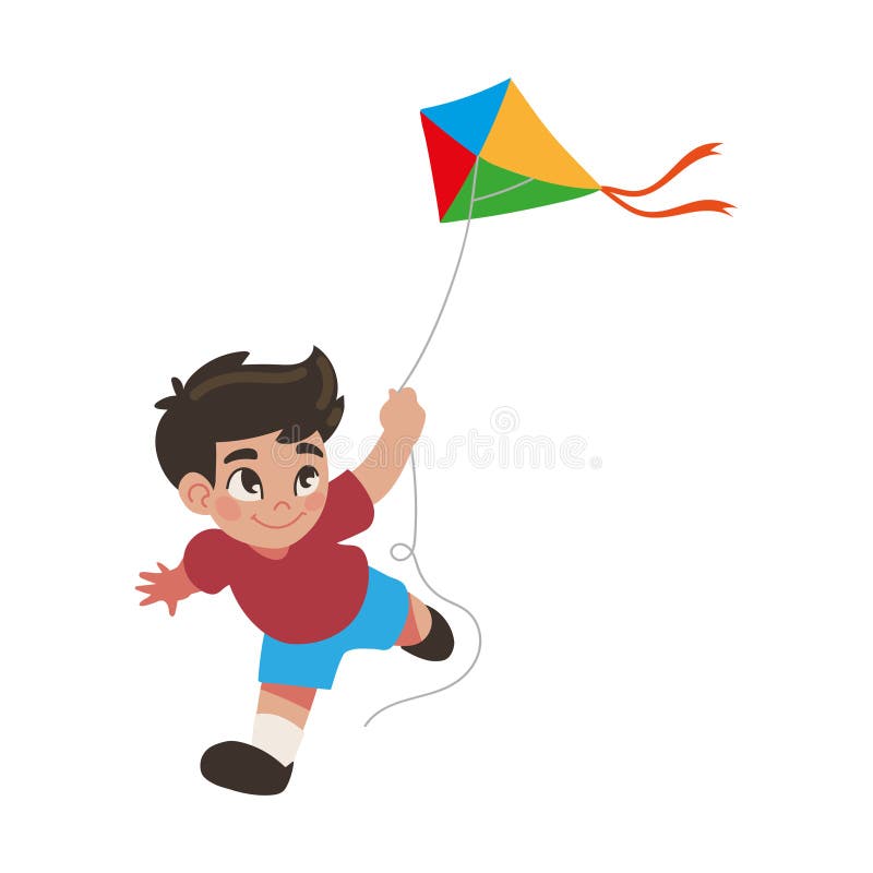 Boy flying kite stock vector. Illustration of vector - 329710905