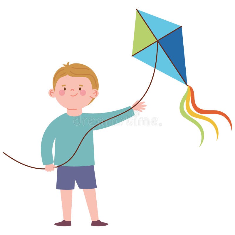 Boy flying kite stock vector. Illustration of kite, wind - 329965003