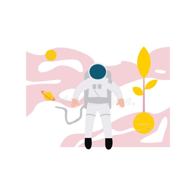 The Boy is Flying in Space without Gravity Stock Illustration ...