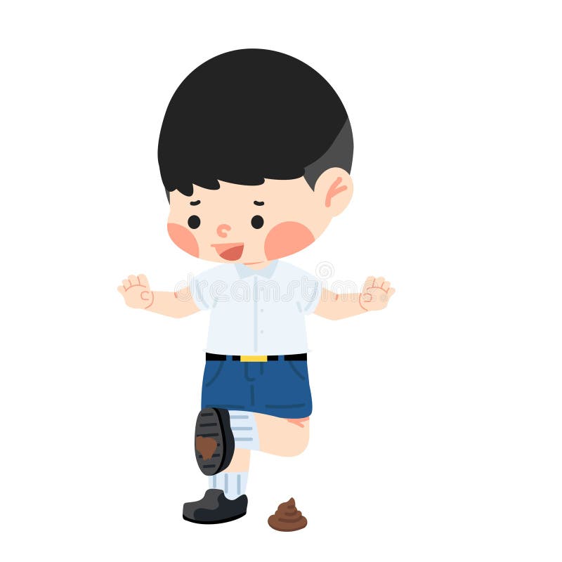 Boy foot stepped on dog stock vector. Illustration of pile - 344793189