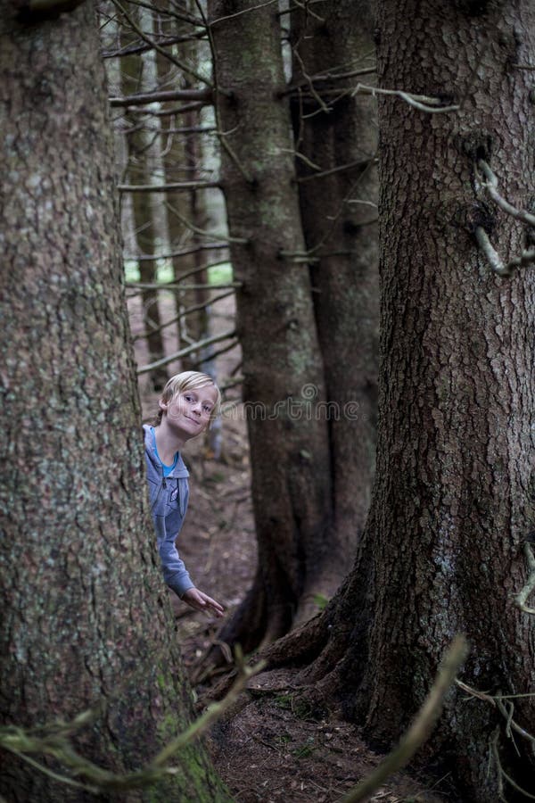 Boy in a forest stock photo. Image of happy, people - 129828978