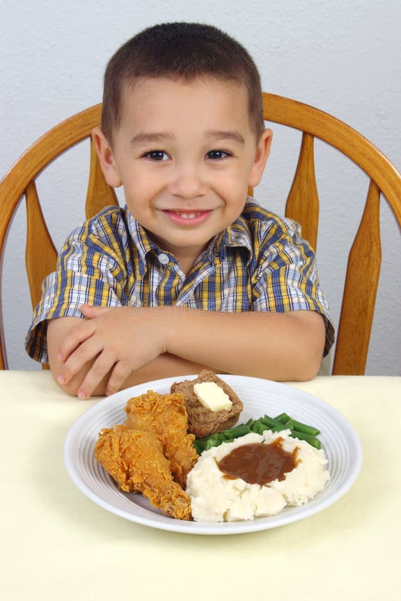 Boy and fried chicken stock image. Image of fried, butter - 5986315