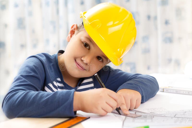 A boy future engineer stock photo. Image of happy, yellow - 61512954