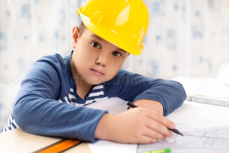 A boy future engineer stock photo. Image of architect - 61677608