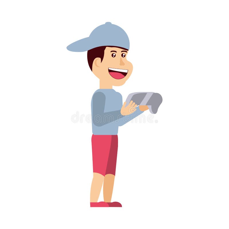 Boy with Game Control Character Stock Illustration - Illustration of ...