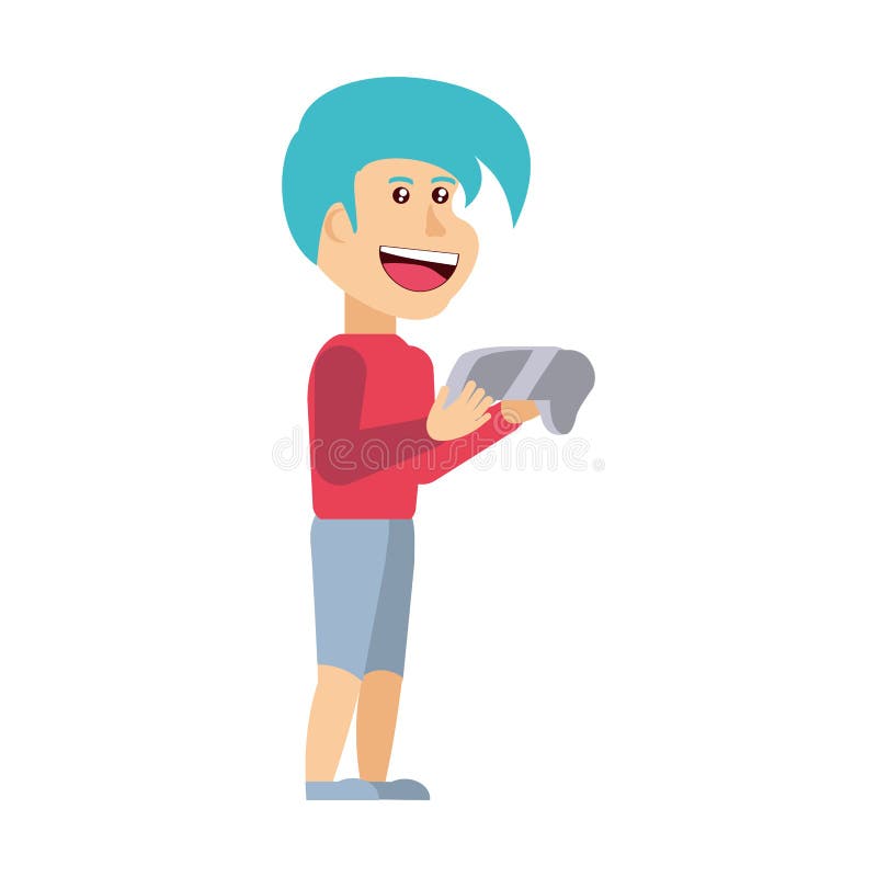 Boy with Game Control Character Stock Illustration - Illustration of ...