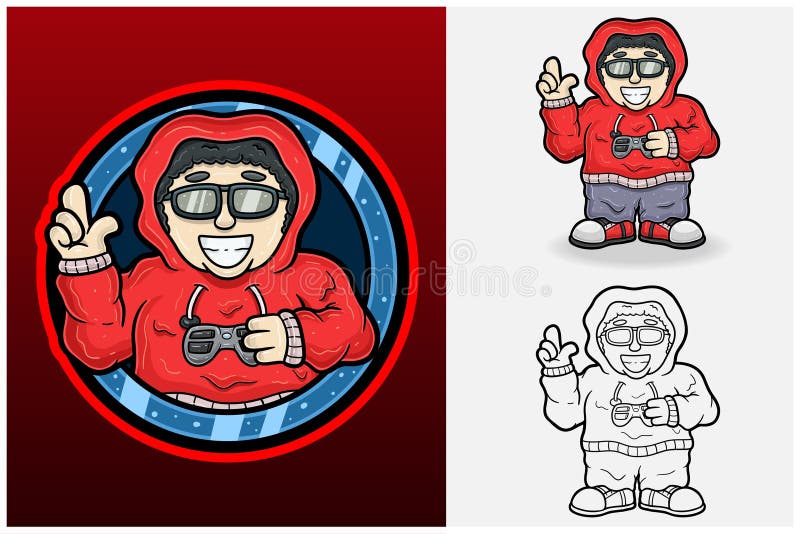 Boy Gamer Mascot Character Logo on Circle Stock Vector - Illustration ...