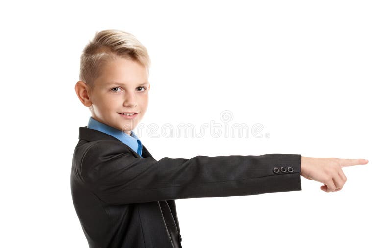 Boy gesturing with finger stock photo. Image of pupil - 89236334