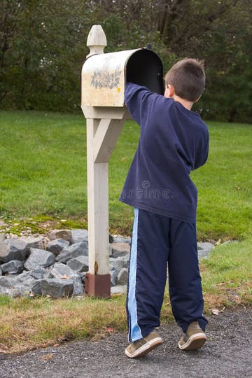 Boy Getting Mail stock photo. Image of mailbox, envelopes - 1322148
