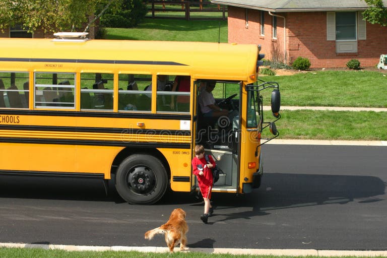 Boy Getting off School Bus stock photo. Image of youth - 1314920