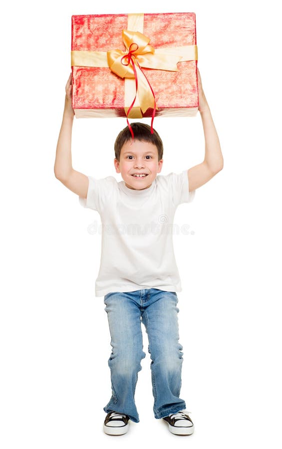 Boy with gift box stock image. Image of christmas, emotion - 52480177
