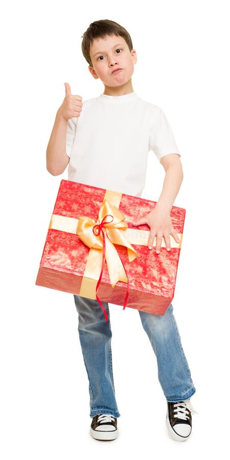 Boy with gift box stock photo. Image of surprise, smiling - 53098318