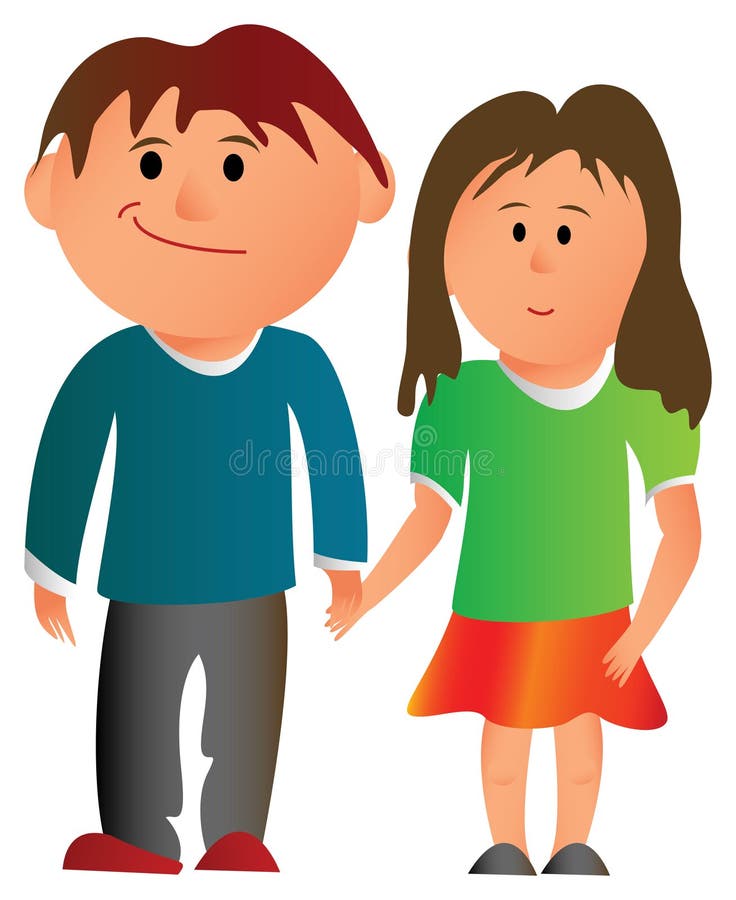 Cartoon Boy and Girl. Vocabulary of Body Parts Stock Vector ...