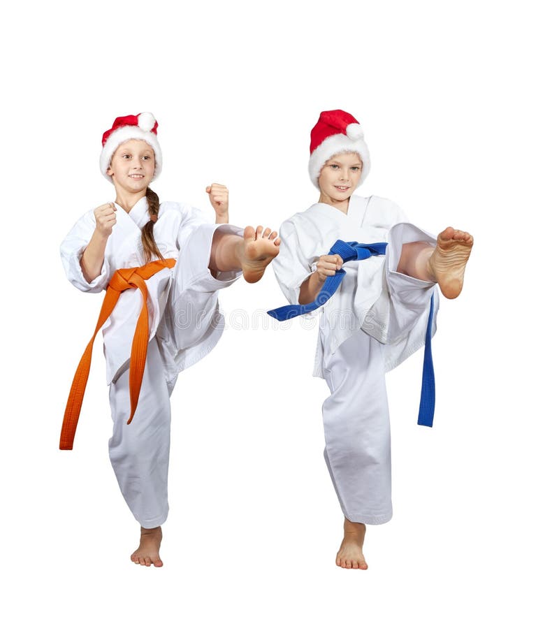 Boy and Girl Athletes are Beating Kick Leg Forward Stock Image - Image ...