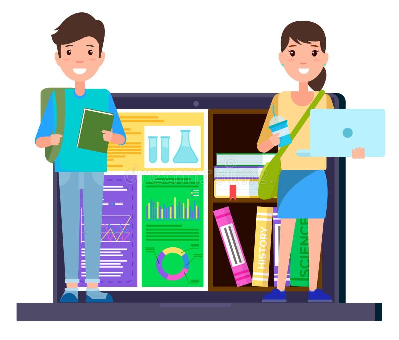 Teenager Study at Home Isolated Cartoon Vector Illustration Set. Stock ...