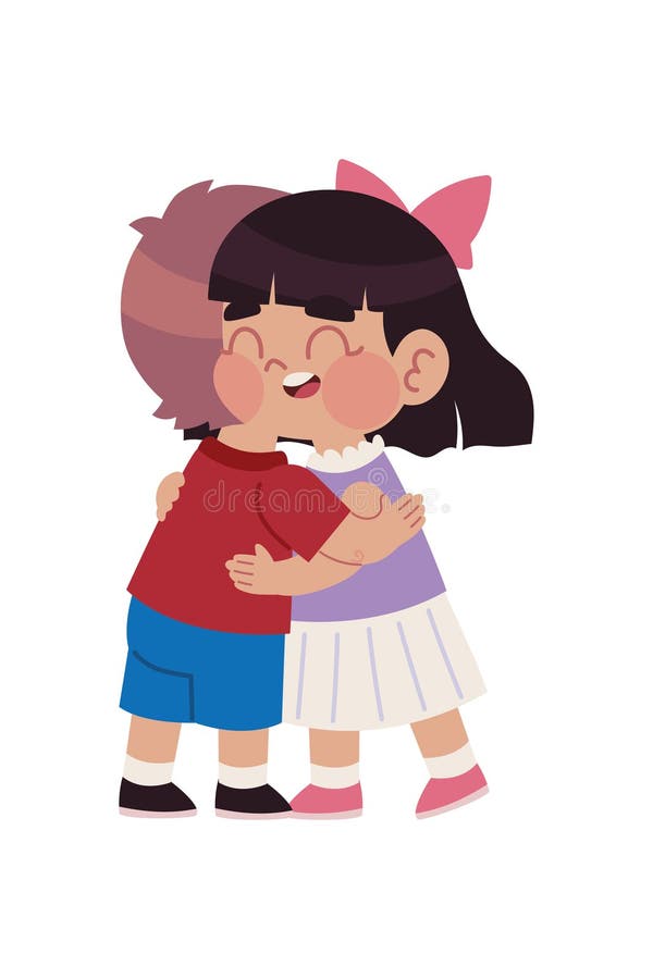 Animated Girl And Boy Hugging