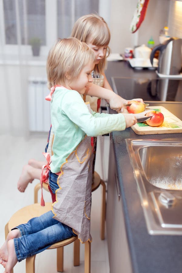 Grumpy Kids Doing Home Chores - Washing Dishes Stock Photo - Image of ...