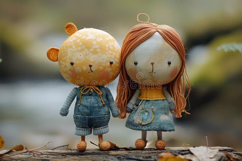 Boy and Girl Cute Dolls Cartoon Like Characters Stock Illustration ...
