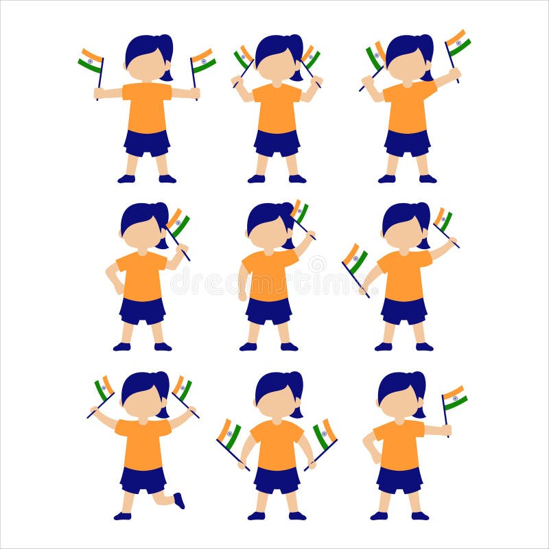Boy and Girl Cute for India Independence Vector Design Stock Vector ...
