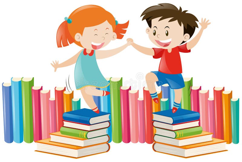 Boy and Girl Dancing on Books Stock Vector - Illustration of student ...