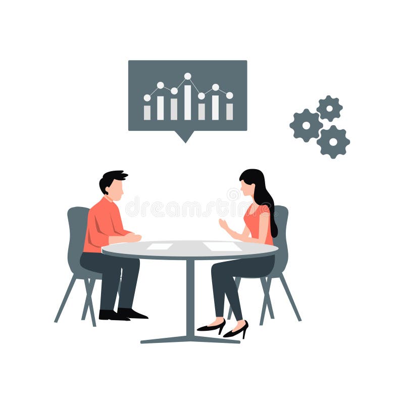 A Boy and a Girl are Talking about Graphs Stock Illustration ...