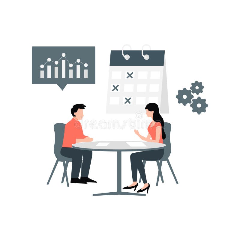 Boy and Girl are Discussing about Teamwork Stock Illustration ...