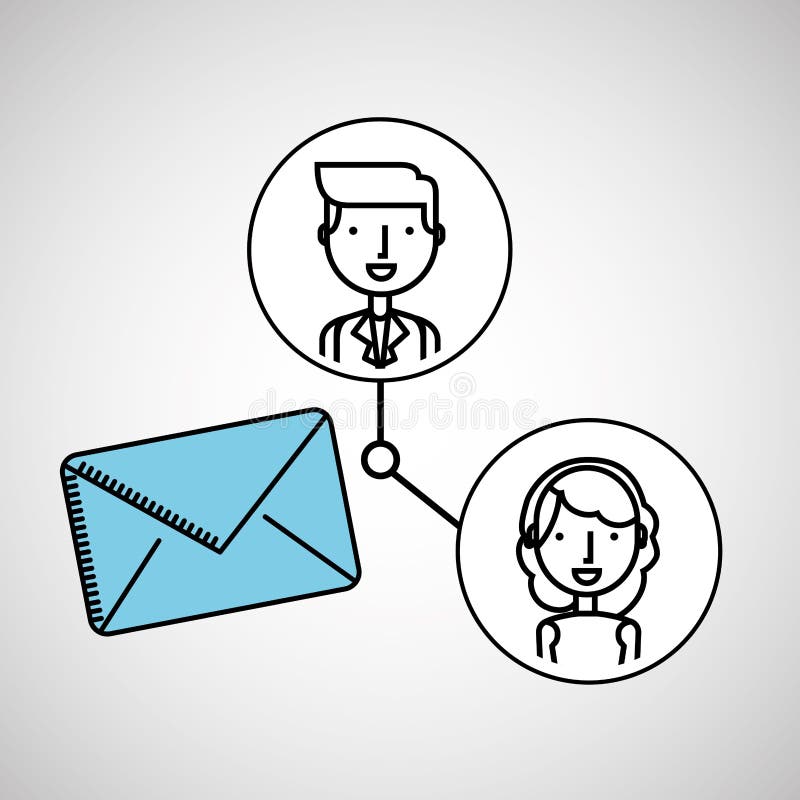 Boy and Girl Draw Message Social Media Stock Vector - Illustration of ...