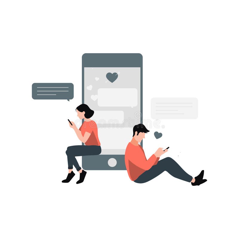 Boy and Girl are Having Online Love Chat Stock Illustration ...