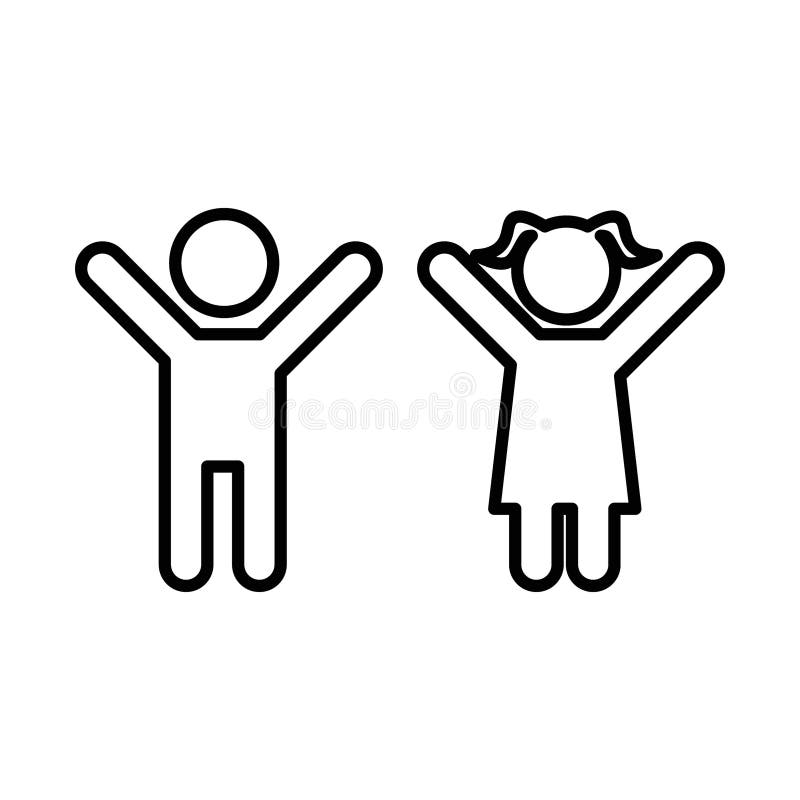 Boy Girl Kids Icon Linear Logo Mark in Black and White Stock Vector ... Boy Girl Kids Icon Linear Logo Mark in Black and White Stock Vector ...