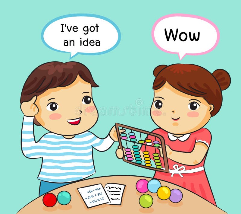 Boy and Girl Learning Math with Abacus Vector Illustration Stock Vector ...