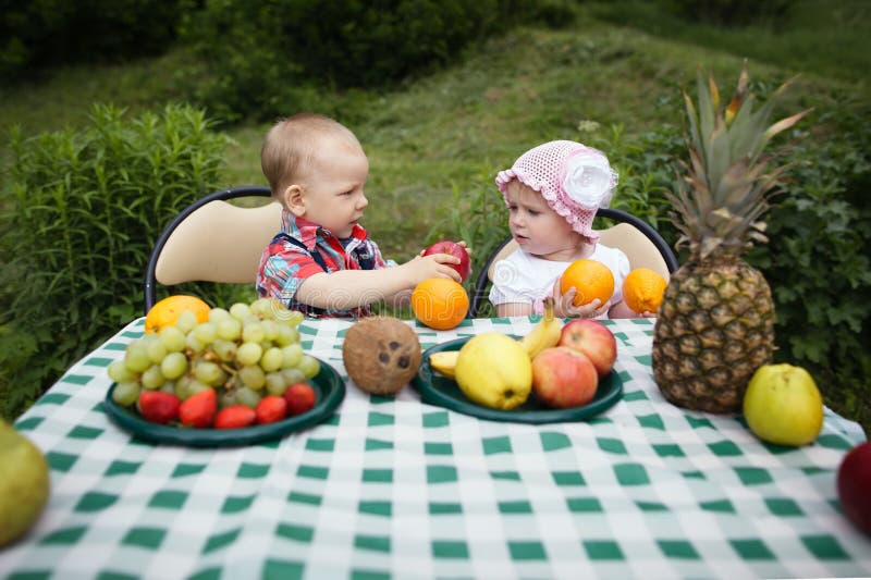 Boy and Girl on Picnic in Park Stock Photo - Image of grass, basket ...
