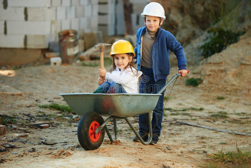 Construction kids stock photo. Image of cement, brothers - 22644872