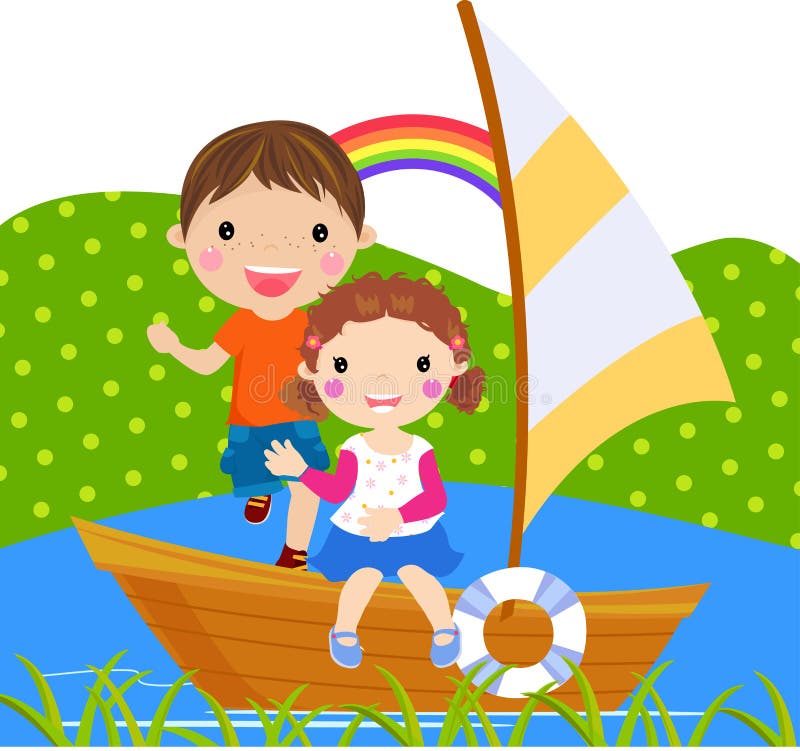 Kids sailing adventure stock vector. Illustration of heart - 15262162