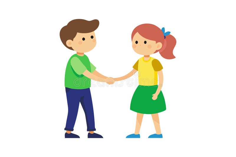 Boy and Girl Shaking Hands in Friendly Agreement Isolated on White ...