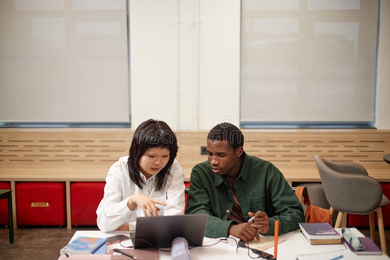 Boy and Girl Studying Together Stock Image - Image of project, young ...