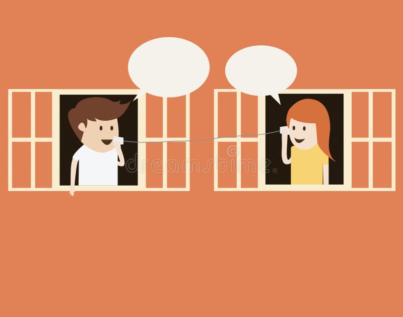 Boy and Girl Talking on Cup Telephone Stock Vector - Illustration of ...