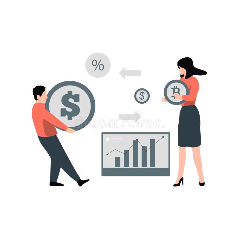 Boy and Girl are Transferring Money Stock Illustration - Illustration ...