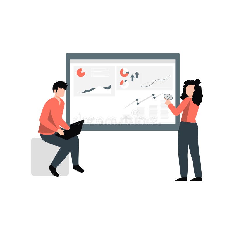 Boy and Girl are Working As Data Analysts Stock Illustration ...