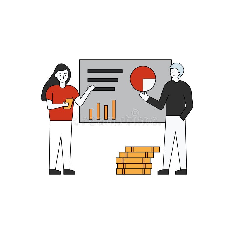 Boy and Girl Working on Graph Charts Stock Vector - Illustration of ...