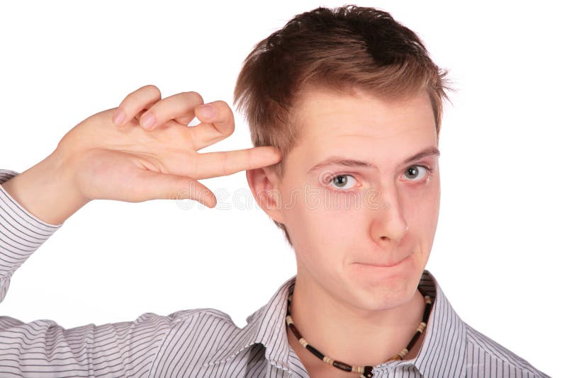 Boy gives gesture: crazy stock photo. Image of daffy, handsome - 5045424