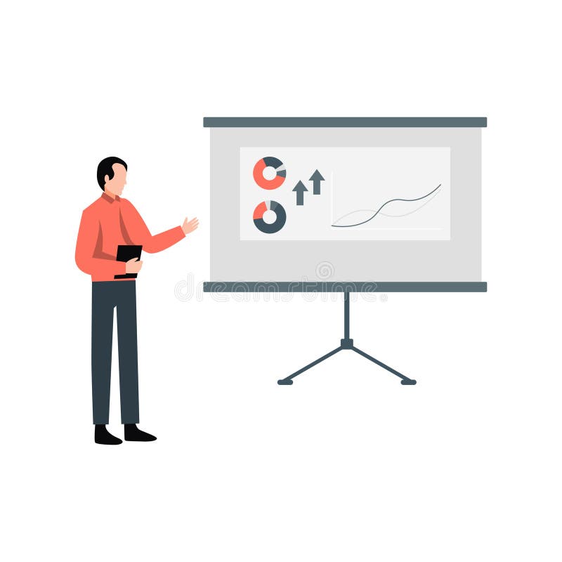 The Boy is Giving a Presentation from Presentation Board Stock ...