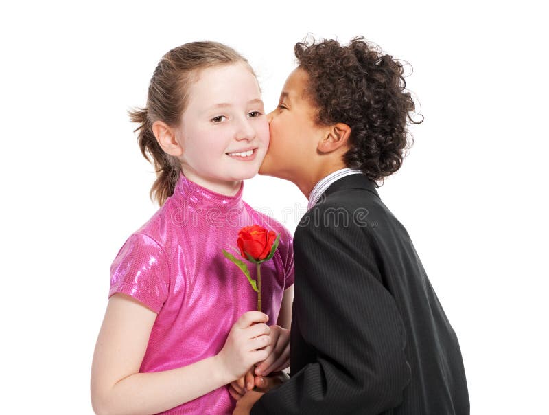 Boy Giving a Rose To a Girl Stock Image - Image of children, people ...
