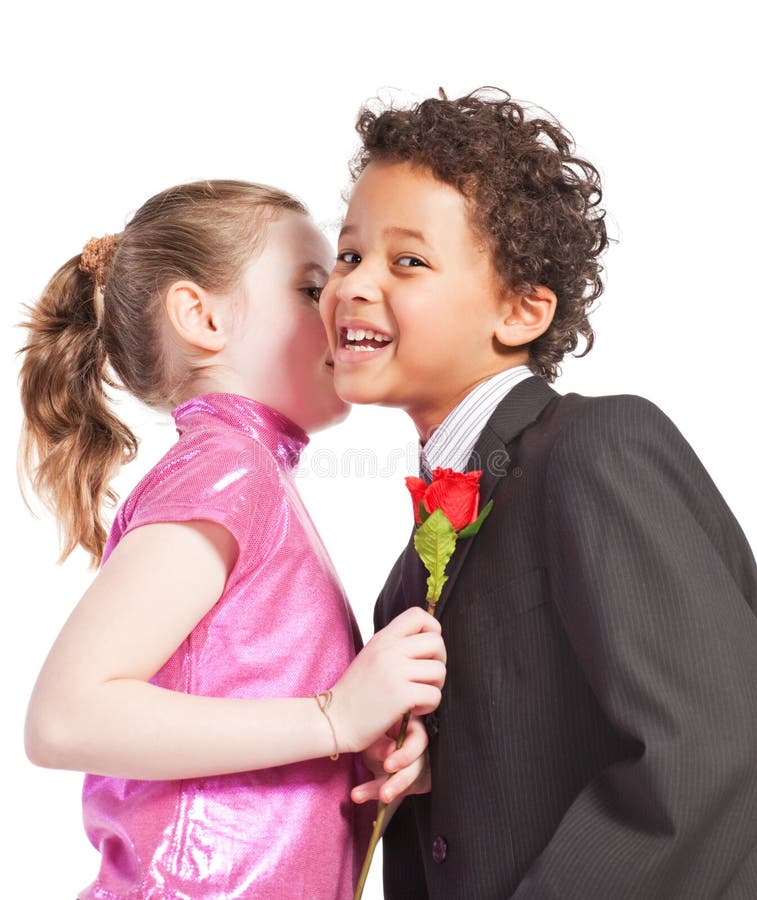 Boy Giving a Rose To a Girl Stock Image - Image of pretty, love: 12495157