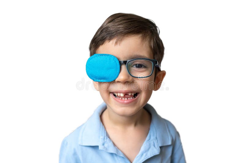 Boy in Glasses with Eye Patch. Occluder, Lazyeye, Amblyopia, Strabismus ...