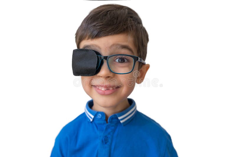 Boy in Glasses with Eye Patch. Occluder, Lazyeye, Amblyopia, Strabismus ...